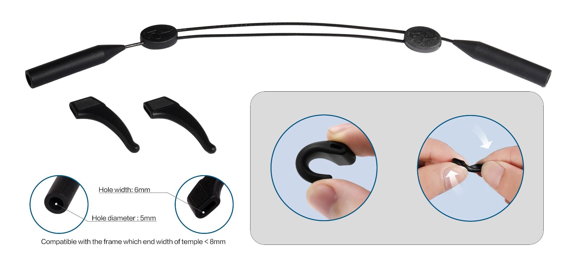 Sliding Adjustable Strap with Ear Grips