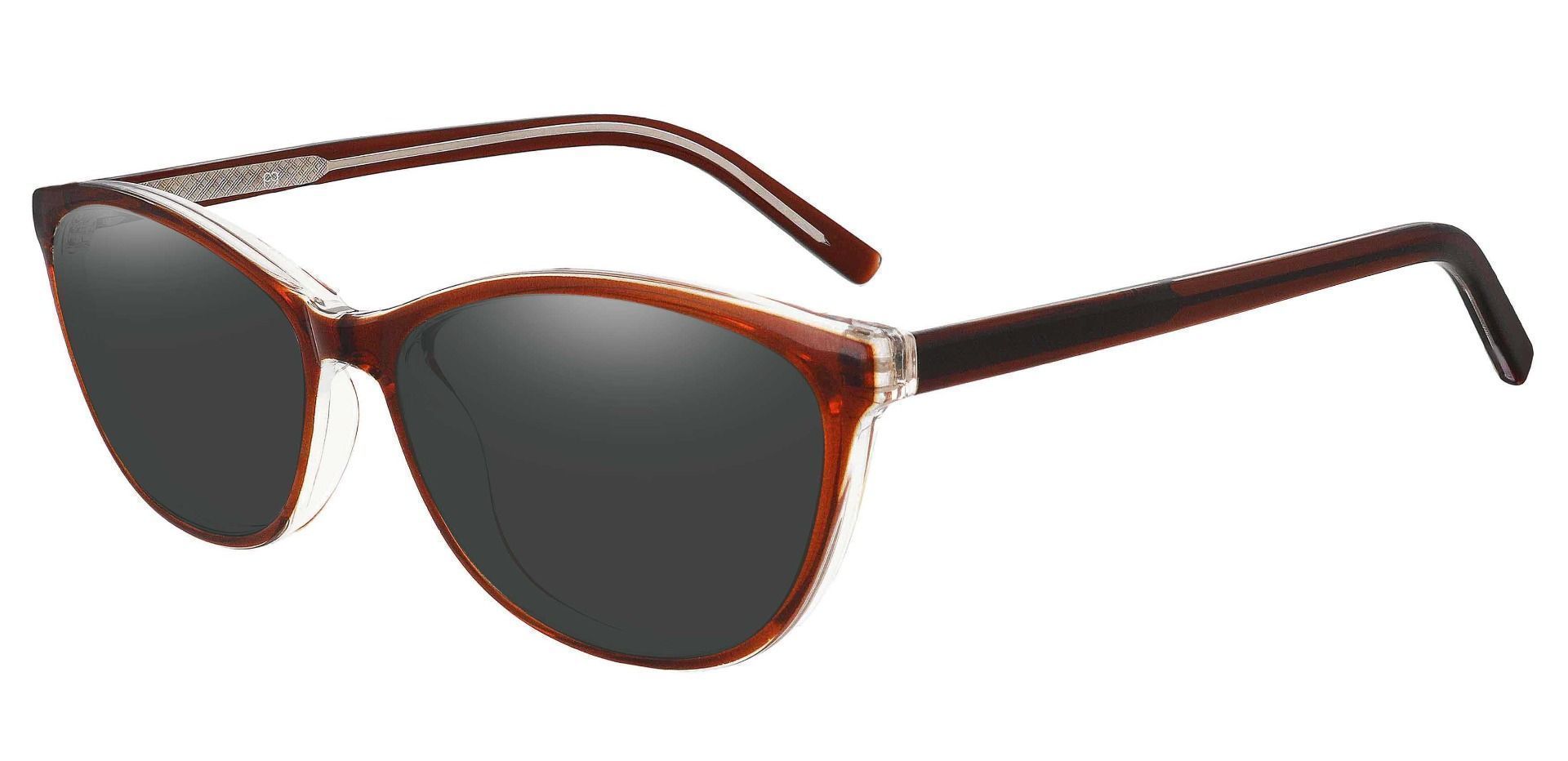 Sally Oval Progressive Sunglasses - Brown Frame With Gray Lenses ...